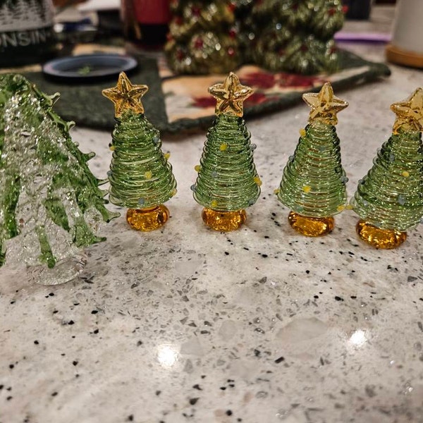 Handmade Stained Glass Christmas Tree Statue, Illuminated Crystal Xmas ...