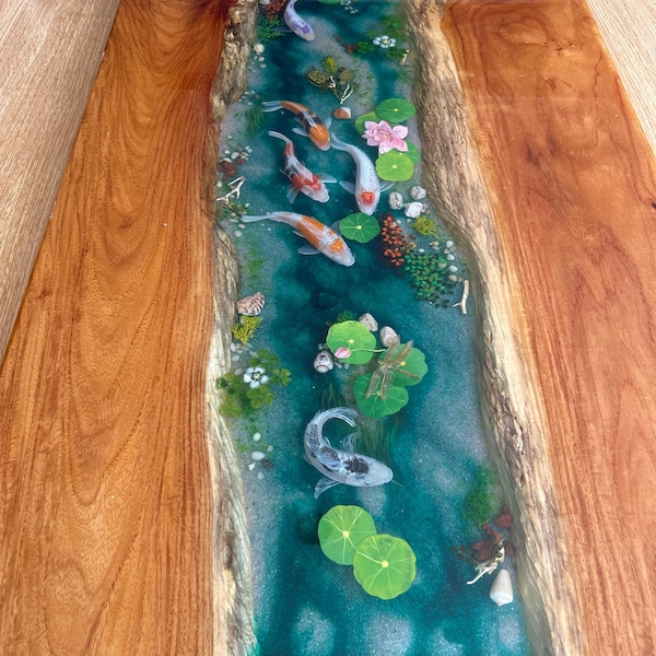 Koi Fish Table, Resin Art, Modern Table, Kitchen Table, Epoxy Table ...
