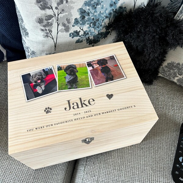 Personalised Three Photo Pet Memorial Keepsake Box 5 Sizes | Pet ...