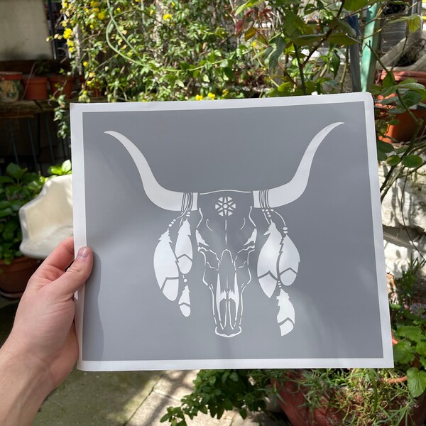 Bull Stencil. Adhesive Vinyl Stencil. Bull. Bull Skull (ref 484) - Etsy