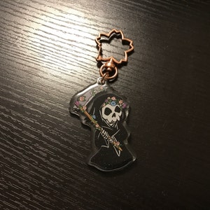 Floral Macabre Iridescent Acrylic Keychain Charm - Etsy