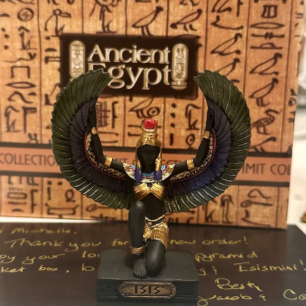 Vintage Isis Mini Statue - Small Hand-painted Ancient Egyptian Goddess ...