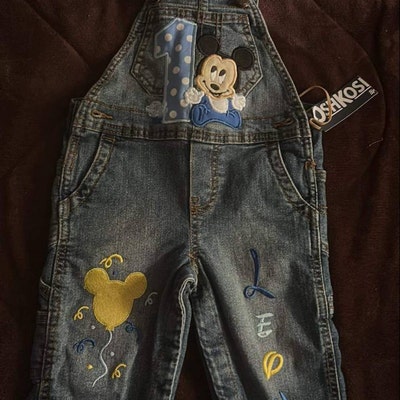 Baby Mickey Mouse Personalized First Birthday Overalls or - Etsy