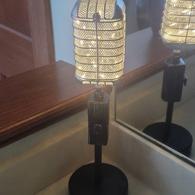 Illuminated Retro Microphone Lamp Metal Home Decor Vintage Microphone ...