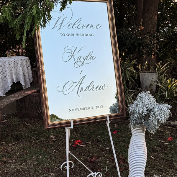 Welcome Wedding Mirror Sign Vinyl Lettering Elegant Wedding Reception ...