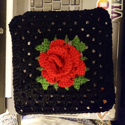 CROCHET PATTERN Rose and Square, Crochet Rose Pattern. US Terms english ...