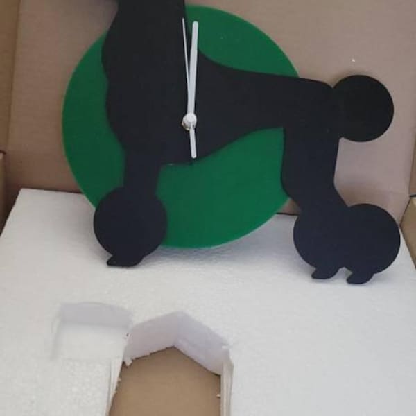 Wagging Tail Poodle Dog - Black & Yellow Silhouette - Wall Clock - Etsy