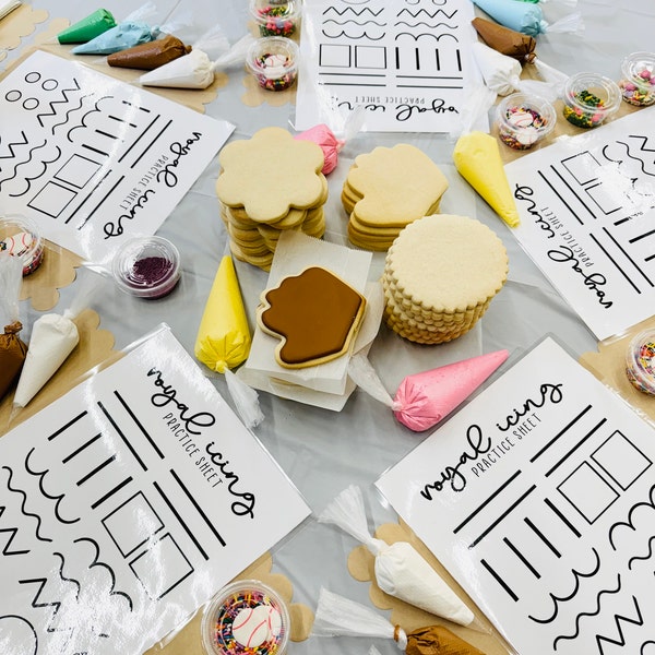 Royal Icing Sugar Cookie Class Practice Sheets - Etsy