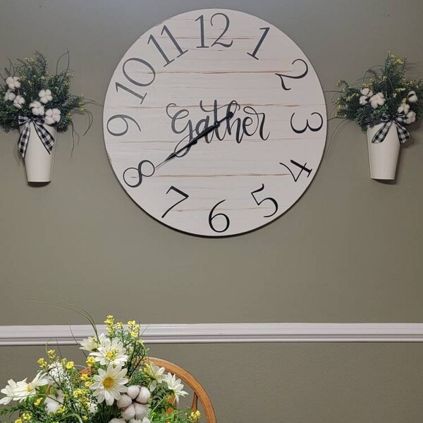 Reclaimed Wood Barn Door Farmhouse Wall Clock With Weathered Finish ...