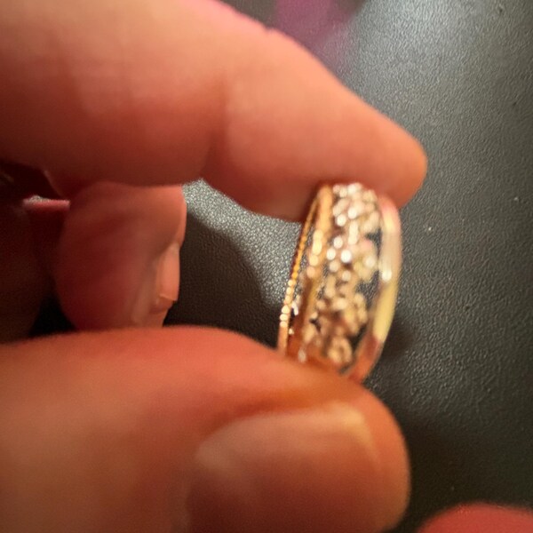 Simple Stacking Set,mixed Metals Ring Set,textured Rings,faceted Ring ...