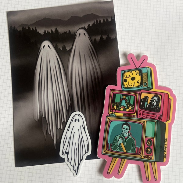 Horror Art Sticker, TV Sticker Decal, Classic Horror Stickers, Pop Art ...