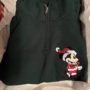 Santa Mickey Embroidered Sweatshirt Disney Christmas Embroidered ...