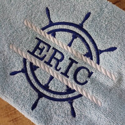 Nautical Rudder Wheel Split With Rope, 5 Sizes, Machine Embroidery ...