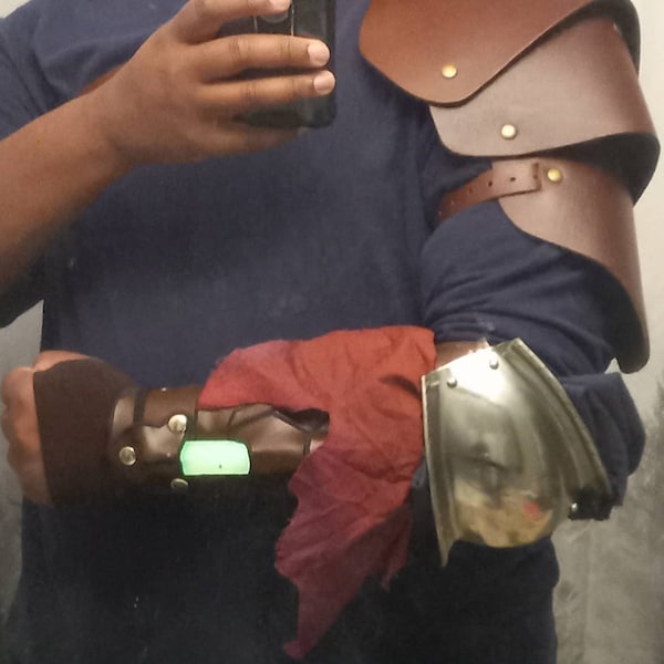 Costume Leather Set Larp Ranger, Pauldrons Gorget Bandolier Bracers ...