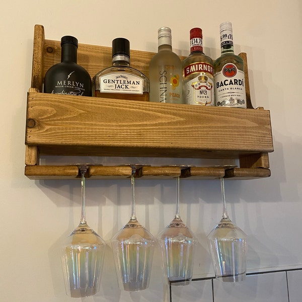 Wall Mounted Home Bar, Drinks Rack, Gin Rack, Cocktail Cabinet, Wine ...