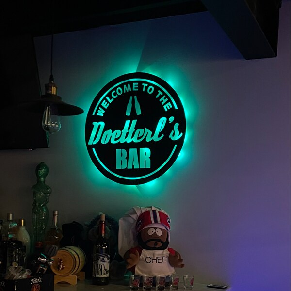 Personalized Bar LED Metal Art Sign / Light up Bar Metal Sign / Multi ...