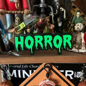 HORROR 3D Printed Sign | Horror Logo | Black Light Neon Green Horror ...