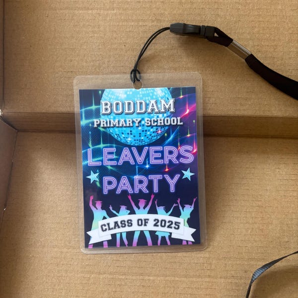 Personalised School LEAVERS PARTY Invitation Lanyard + Card - Class of ...