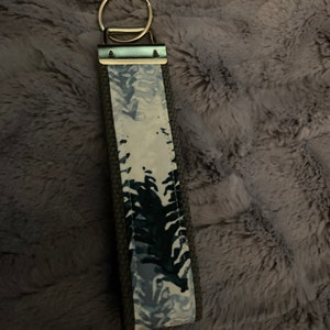 Blue Print Floral Key Fob Fabric Key Fob Navy Key Fob Blue Flower Key ...