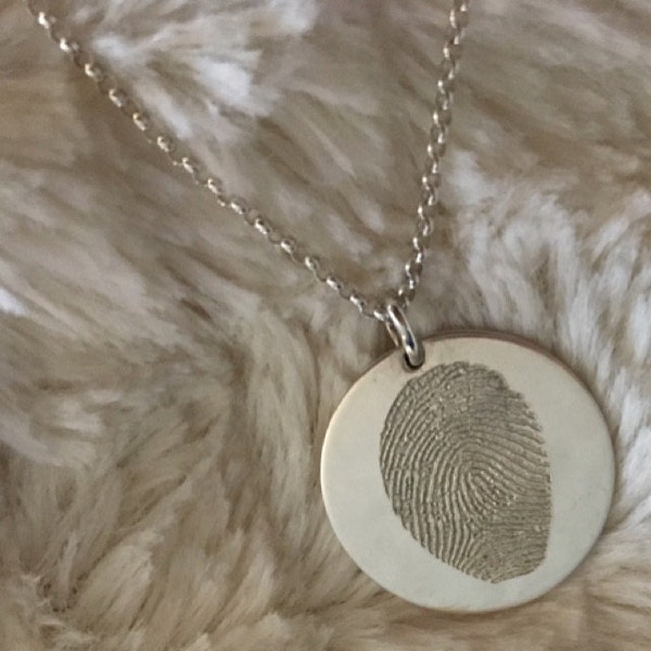 Double Sided Actual Fingerprint Necklace in Sterling Silver or 14k ...