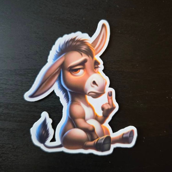 Grumpy Donkey Middle Finger Sticker - Vinyl Sticker | Decals | Water ...