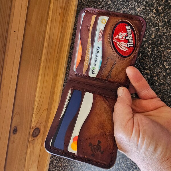 Minimalist Leather Three Pocket Baseball Wallet Repurposed From a ...