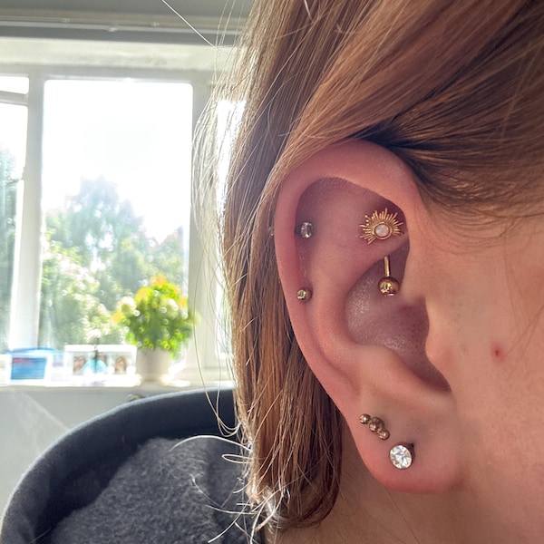 16G Opal Curved Barbell/cartilage Earring/rook Piercing/rook Earring ...