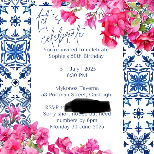 Editable Greek Themed Invitation | Grecian Party Invitations | Blue and ...