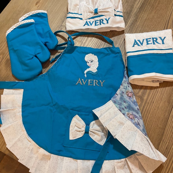 Frozen Elsa Apron Child Apron Personalized Apron Gloved Oven Mitt Made ...