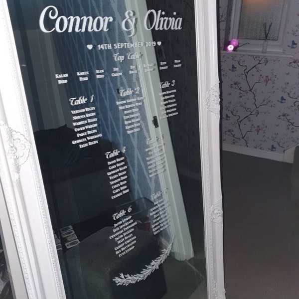 Full Length Mirror Wedding Table Plan • Vinyl Lettering/vinyl Stickers ...