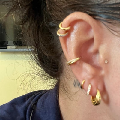 Thick Conch Hoop Earring Conch Ear Cuff No Piercing Gold Ear Cuff Ear ...