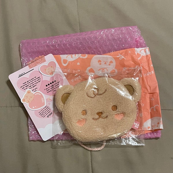 Choco Bear Plush Coin Purse | Kawaii Bear Bag, Plush Purse, Plush Coin ...