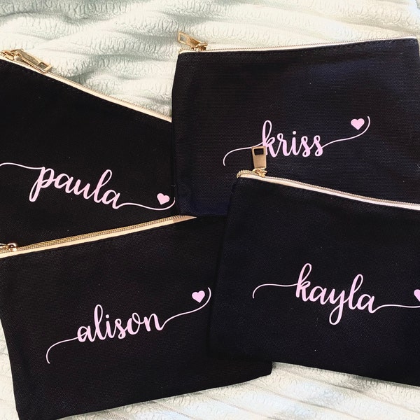 MAKEUP BAG, Personalized Pouch, Minimalist Customized Text Print ...