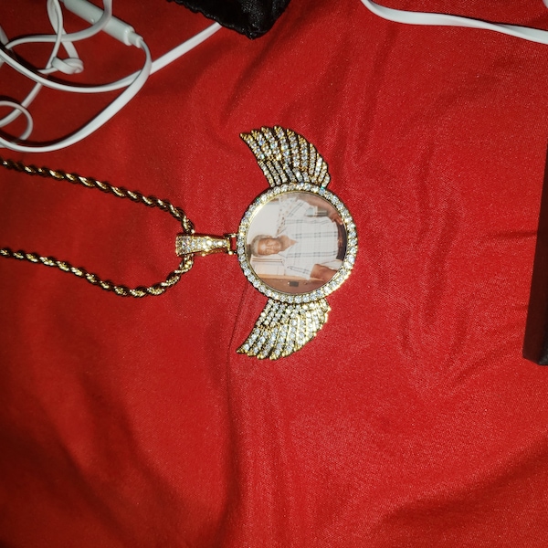 Custom Photo Necklace, Personalized Picture Necklace, Simulated Diamond ...