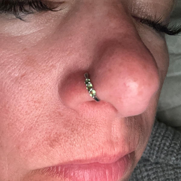 14K Solid Rose Gold Nose Jewerly, Open Nose Hoop, Half Hoop, Nose Ring ...