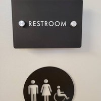 Gold Bathroom Sign. All Gender Restroom Door Sign. Unisex Toilet ...