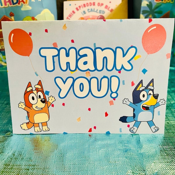 BLUEY THANK YOU Card Bluey Birthday Theme Party Thank You Card Bluey ...
