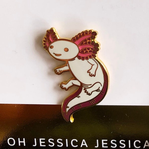 The Original Axolotl Hard Enamel Pin - White, Gold, and Pink - Lapel ...