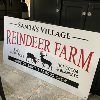North Pole Reindeer Farm Sign SVG, Vintage Farmhouse Christmas Sign ...