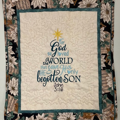 John 3:16 Word Art Christmas Tree Machine Embroidery Designs Winter for ...