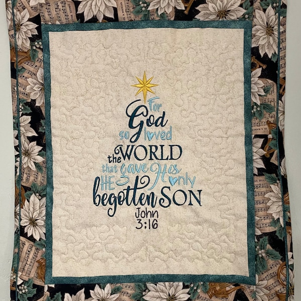 John 3:16 Word Art Christmas Tree Machine Embroidery Designs Winter for ...