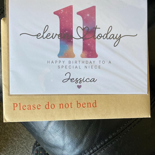 Personalised 11th Birthday Card, Eleventh Birthday Card for Her, Eleven ...