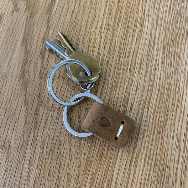 Tiny Personalized Leather Key Holders , Small Minimalist Key Ring , Key ...