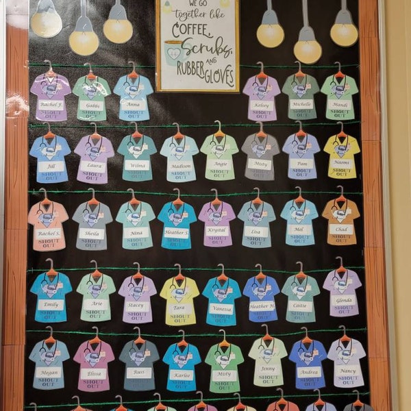 Editable Nurse Bulletin Board Sign, Medical Scrubs Poster, School Nurse ...