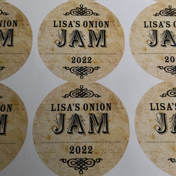 CUSTOM Vintage Canning Jar Labels, Fully Personalized Round Mason Jar ...