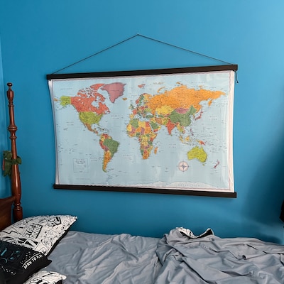 Standard Size Map Hanger Frames for Watercolor World Map Magnetic ...