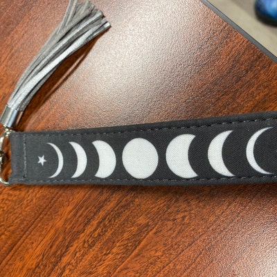 Moon Keychain Wristlet Moon Phase Key Fob Witchy Things Moon Lanyard ...