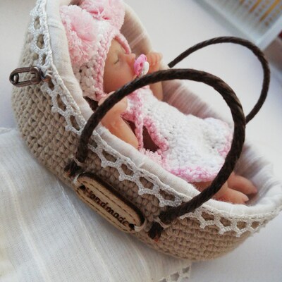 Mini Doll Basket for Baby Doll 2/5 3 Inch / Miniature Doll Crib /mini ...