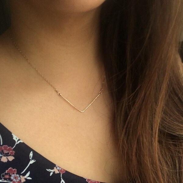Chevron Necklace - Gold Chevron - Gold V Necklace - Single Chevron Bar ...