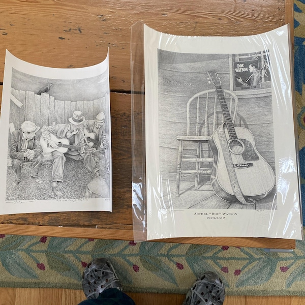 Doc Watson Tribute Fine Art Stipple Print - Etsy